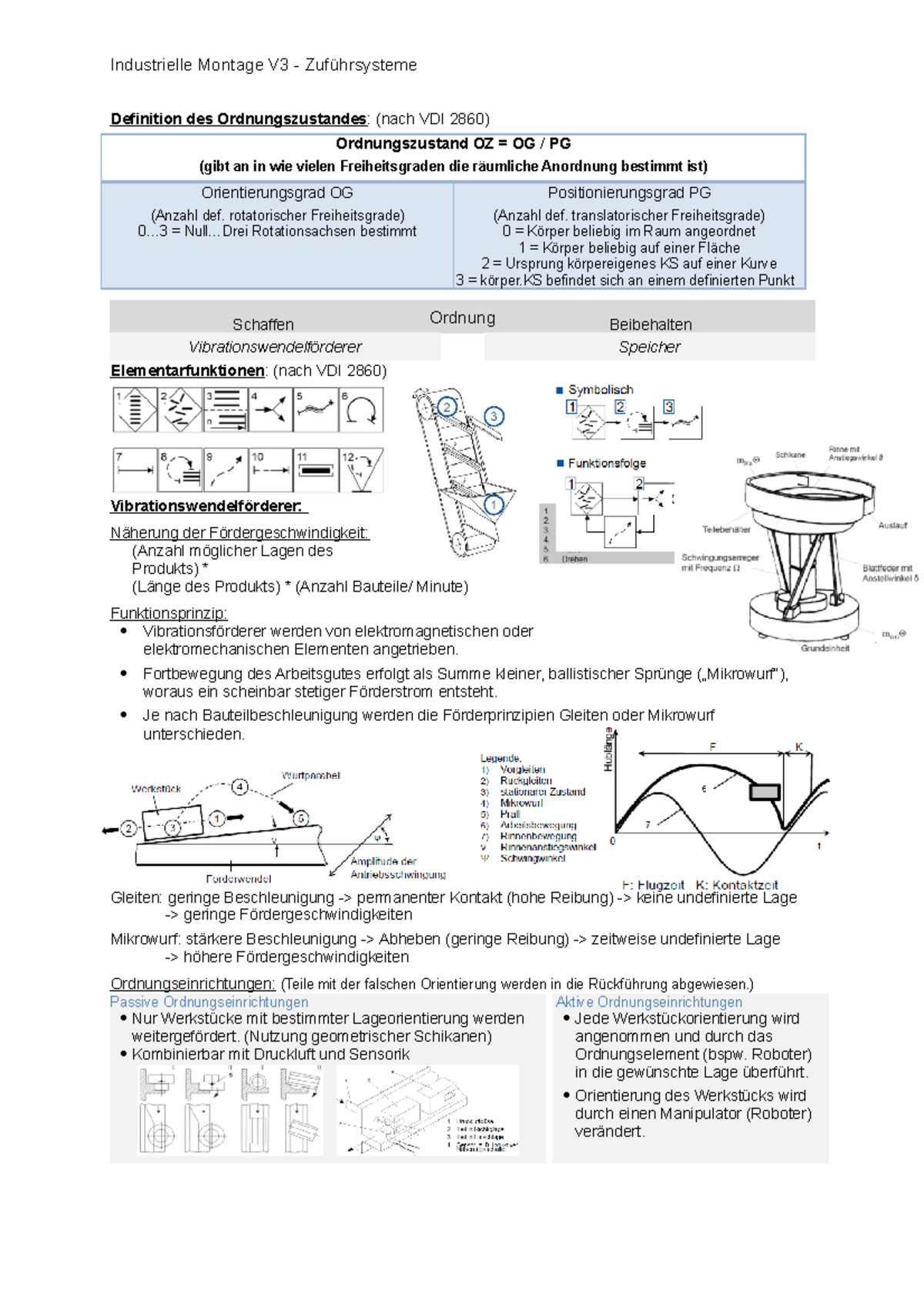 V3 - Zuführsysteme - Zusammenfassung VL3 - Definition des ...