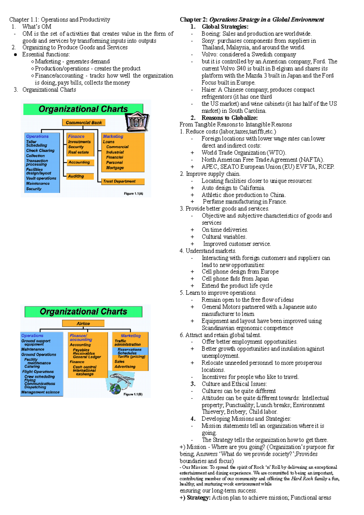 Operation Management - Chapter 1: Operations and Productivity 1. What’s ...