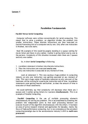 Parallel Architectures - Lesson 4 Parallel Architectures Shared Memory ...