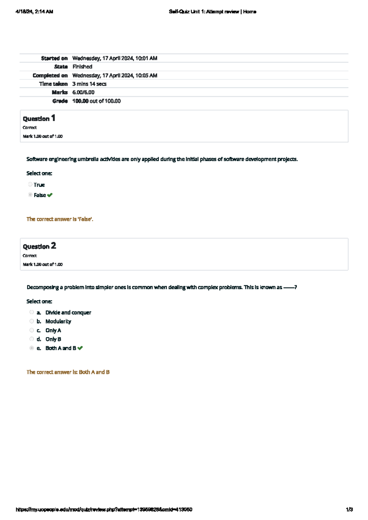 Cs 2401 Self Quiz Unit 1 Summary System Analysis And Design تحليل النظم System Analysis 3351