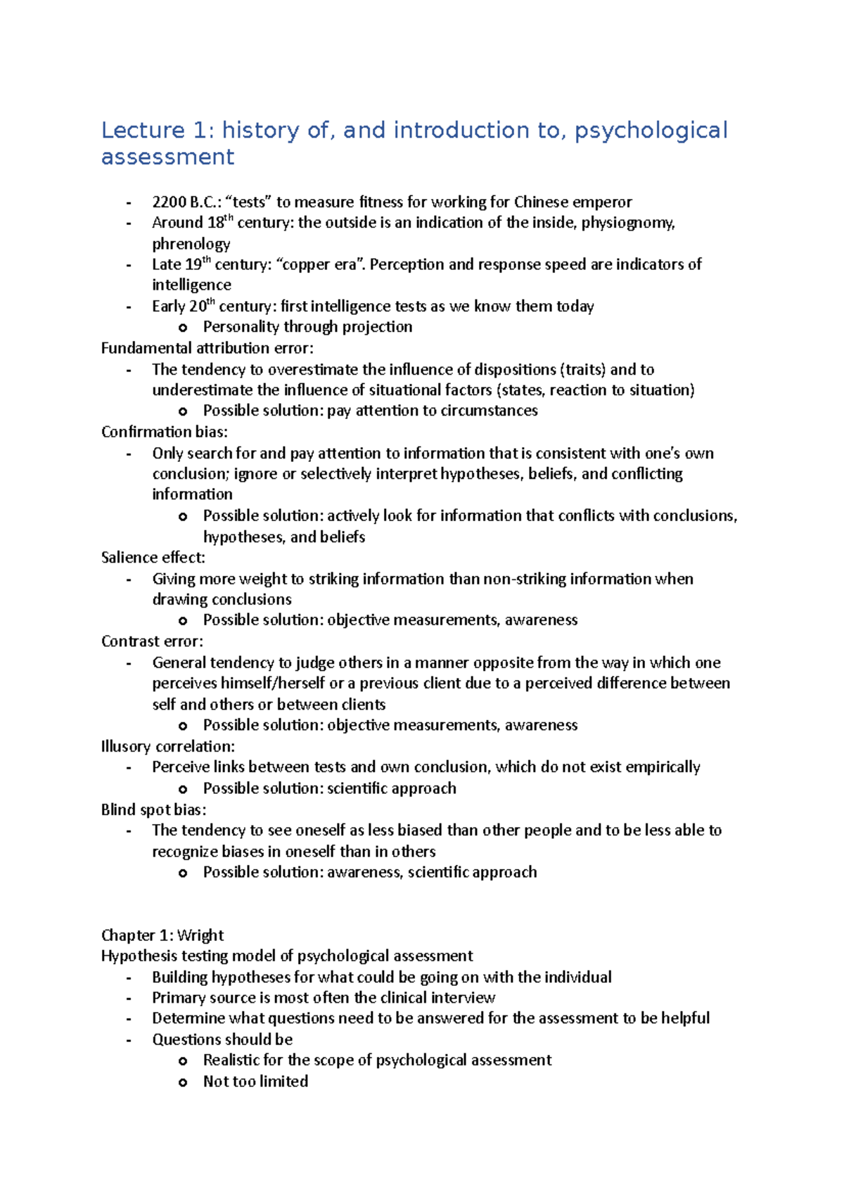 Psychological assessment - Lecture 1: history of, and introduction to ...
