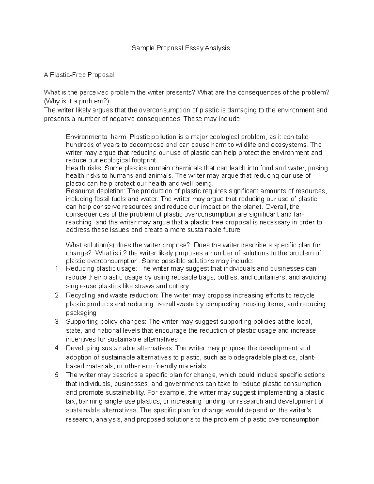 Essay - These may include: Environmental harm: Plastic pollution is a ...