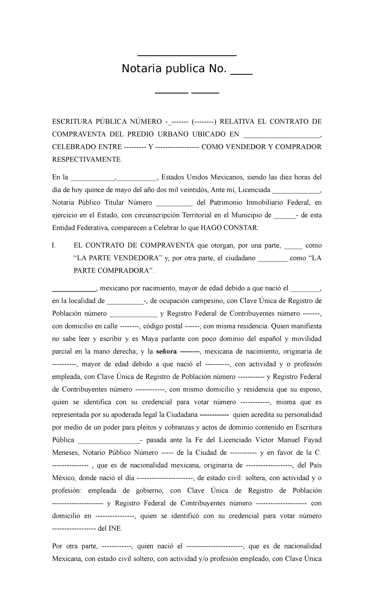 Examen Notarial. - __________________ Notaria publica No ...