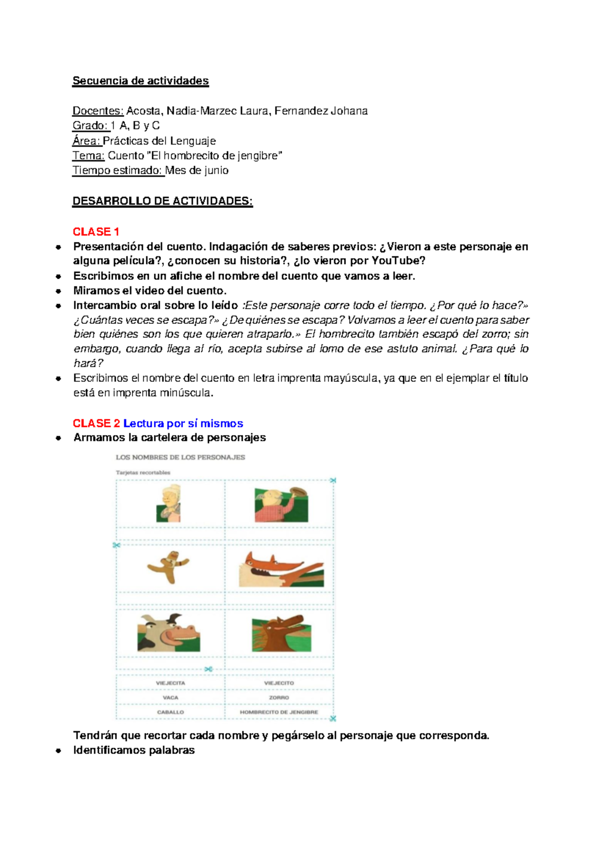 Secuencia El hombrecito de jengibre - Secuencia de actividades Docentes ...
