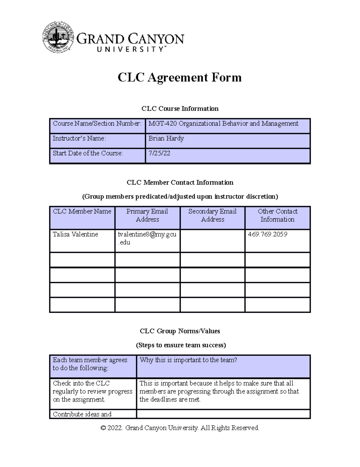MGT-420-RS-CLC-Agreement 1 - CLC Agreement Form CLC Course Information ...