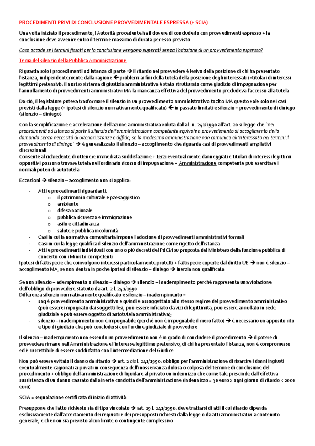Procedimenti Privi DI Conclusione Provvedimentale Espressa ...