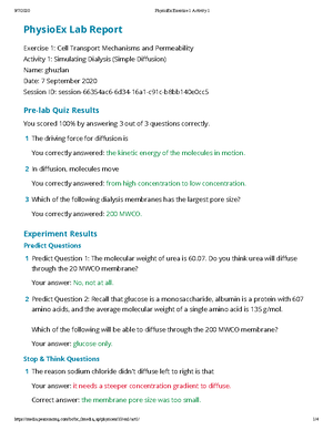 Bio lab 1 - lab report - Earthworm Action Potentials ABSTRACT In this ...
