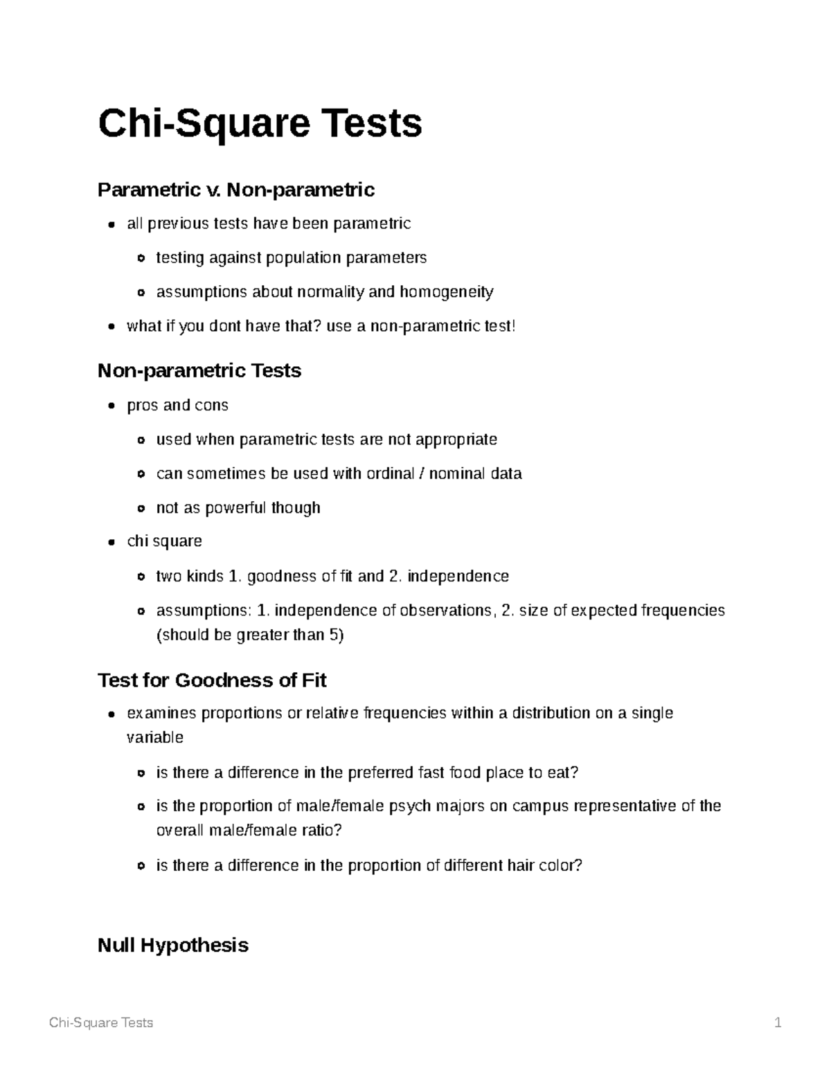 Chi-Square Tests - Dr. Stephen Blessing - Chi-Square Tests 1 Chi-Square ...
