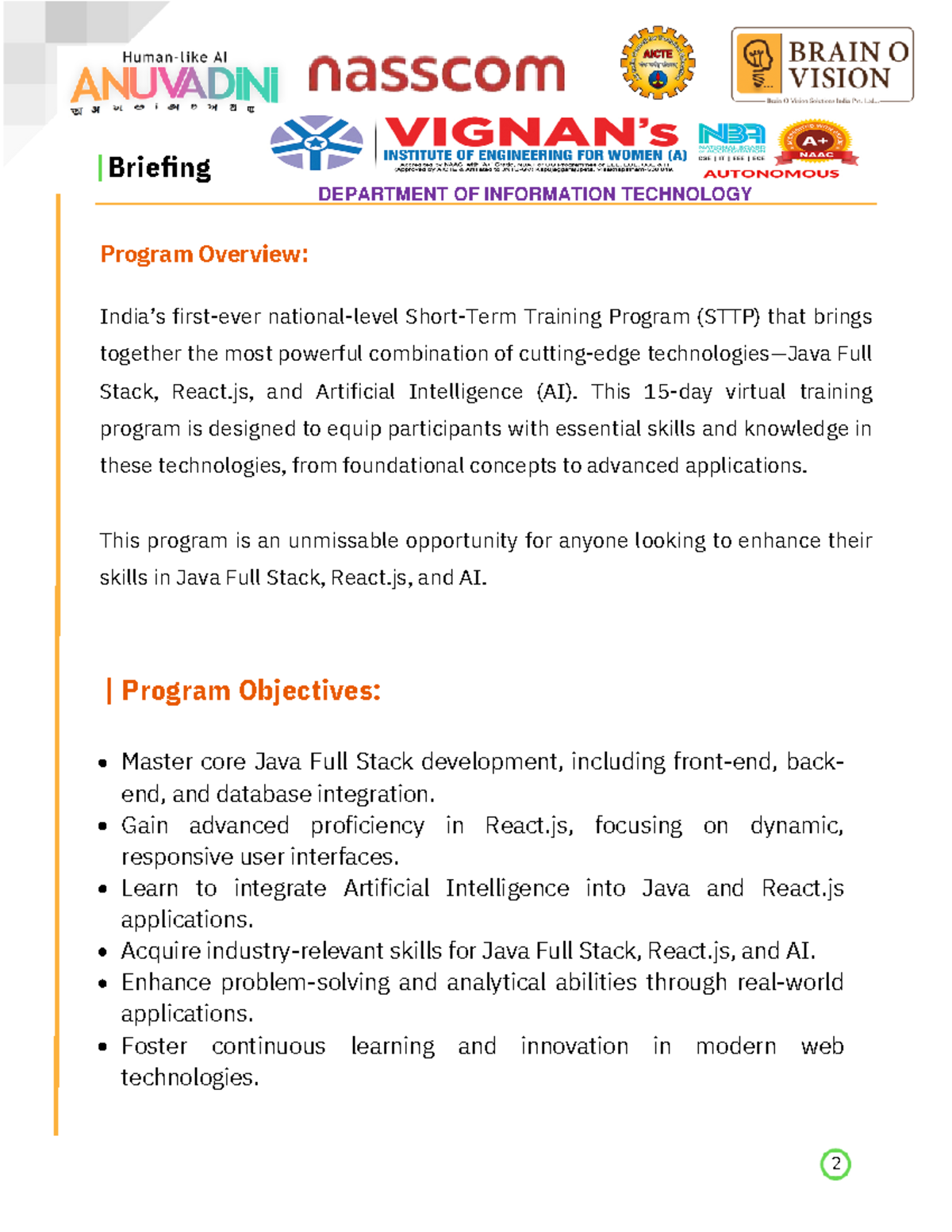 STTP ON JAVA FULL Stack - dasdasdad - |Briefing | Program Objectives ...
