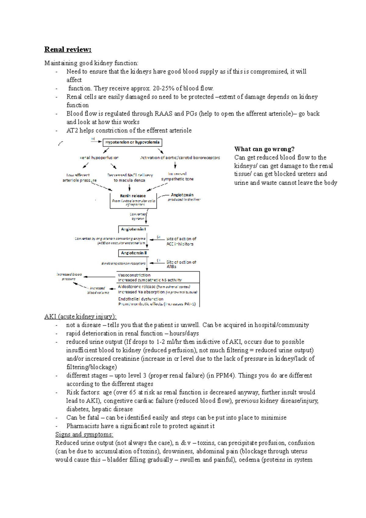 Renal review - Summary of lecture notes - Renal review: Maintaining ...