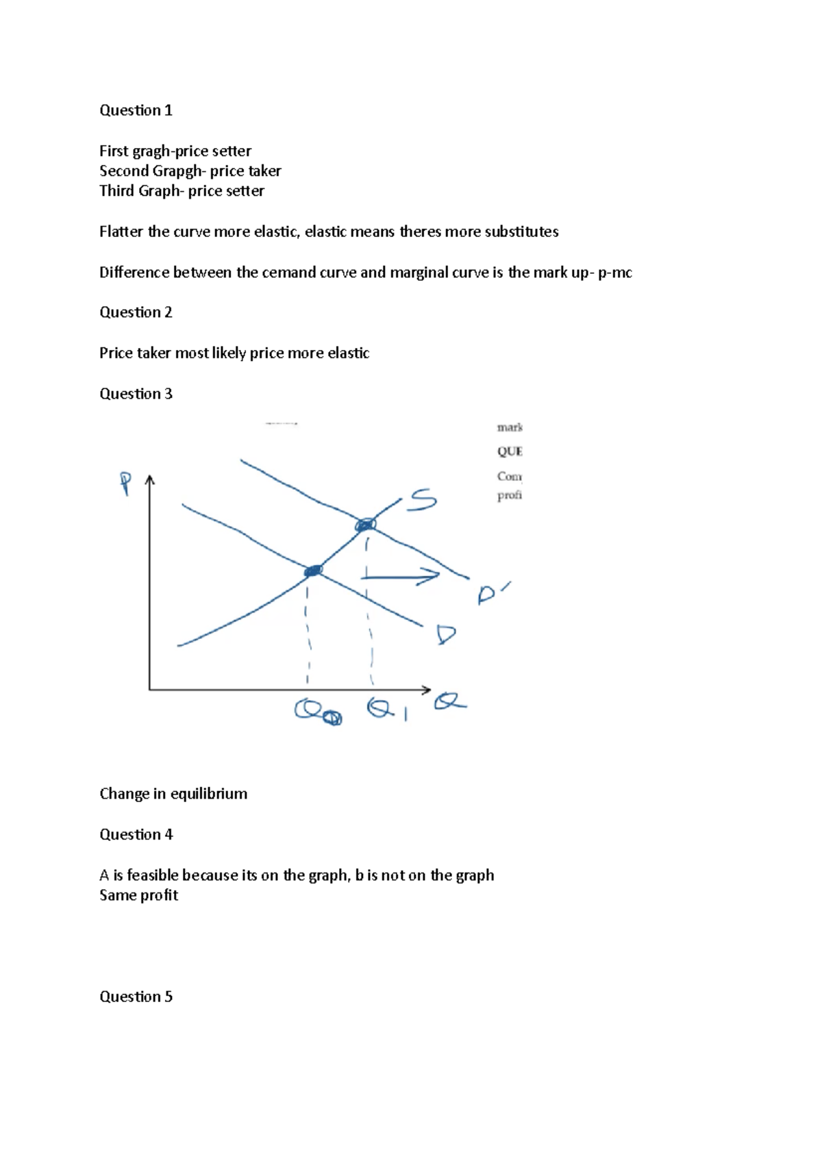 ECON Final exam notes - Question 1 First gragh-price setter Second ...