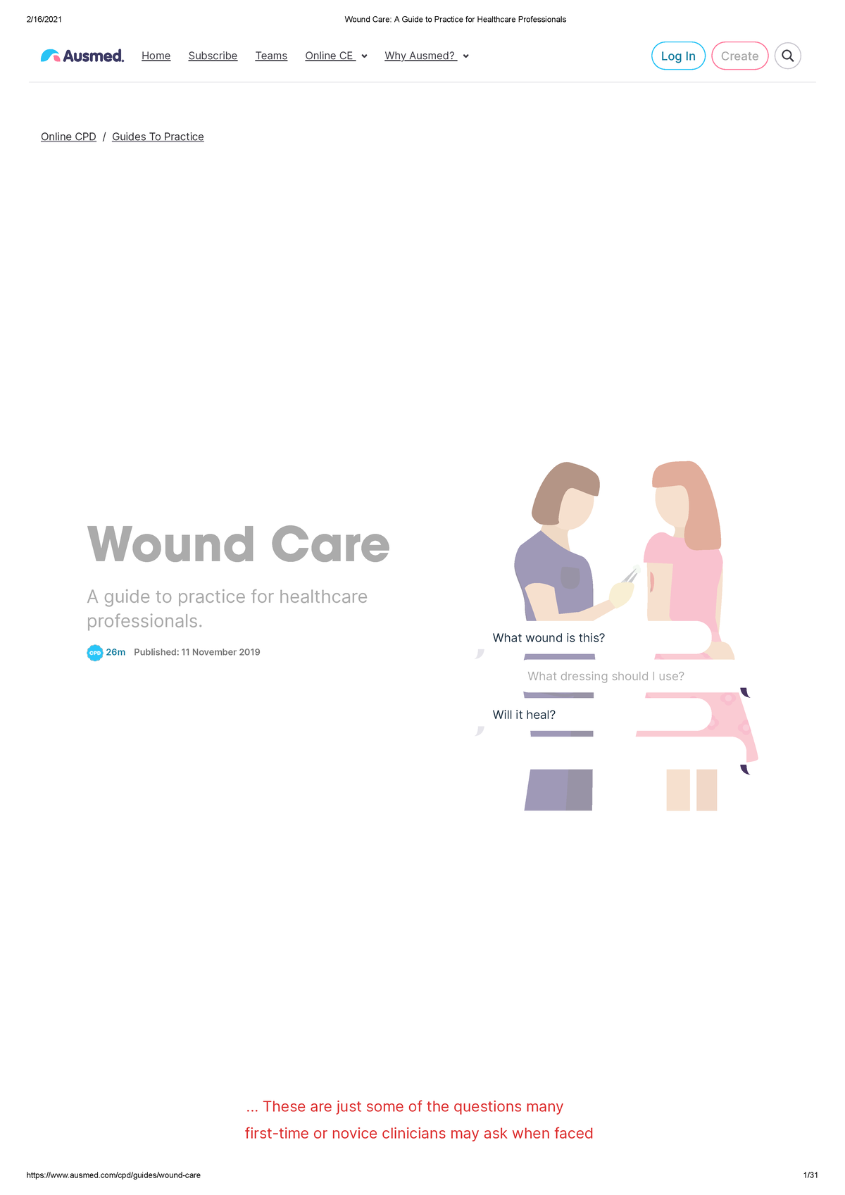 Wound Care A Guide to Practice for Healthcare Professionals - Online ...