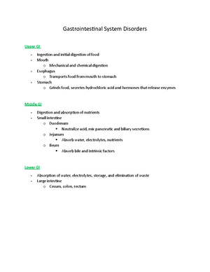 GI Overview and GI Disorders - ANATOMY AND PHYSIOLOGY A. Functions of ...