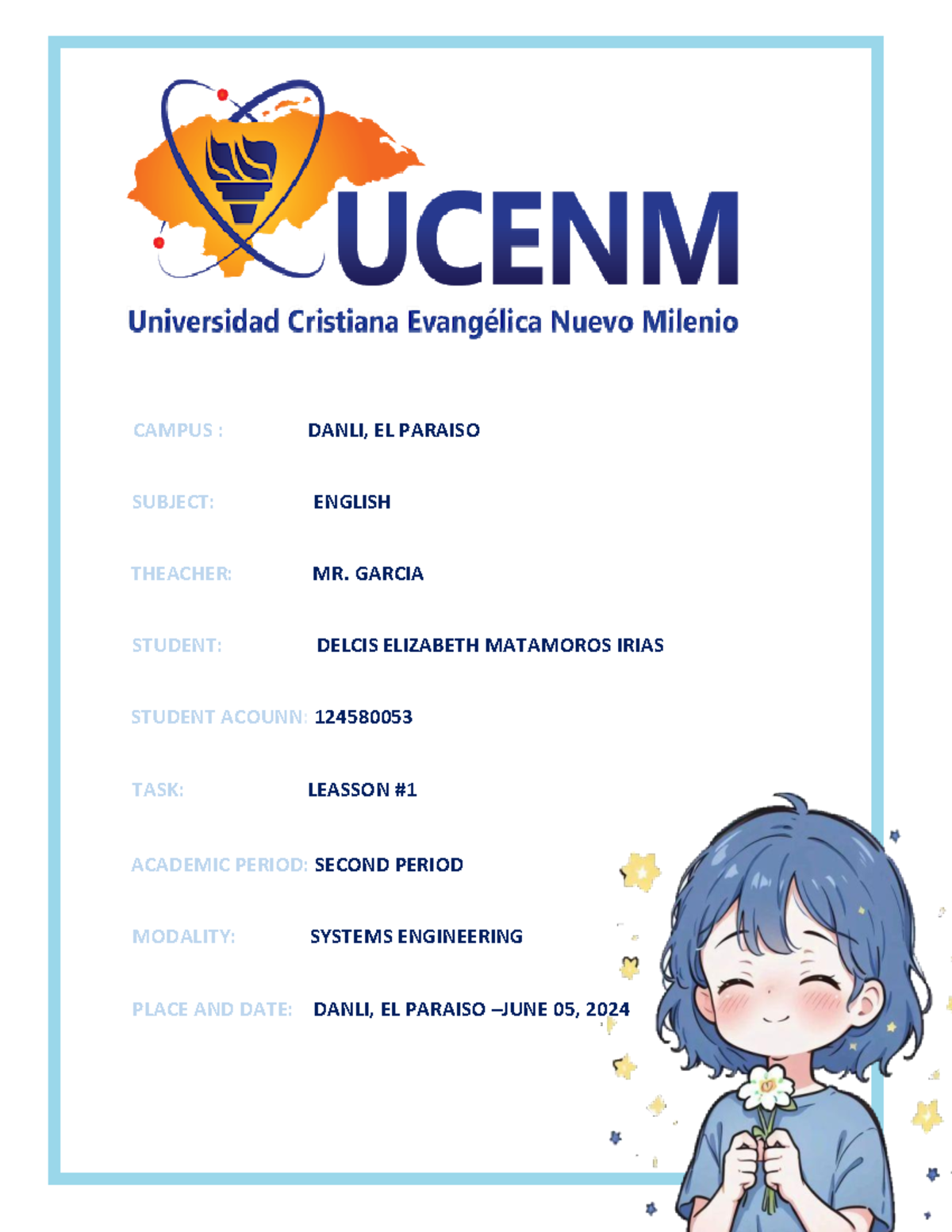 Task #1, second period, english II - CAMPUS : DANLI, EL PARAISO SUBJECT ...