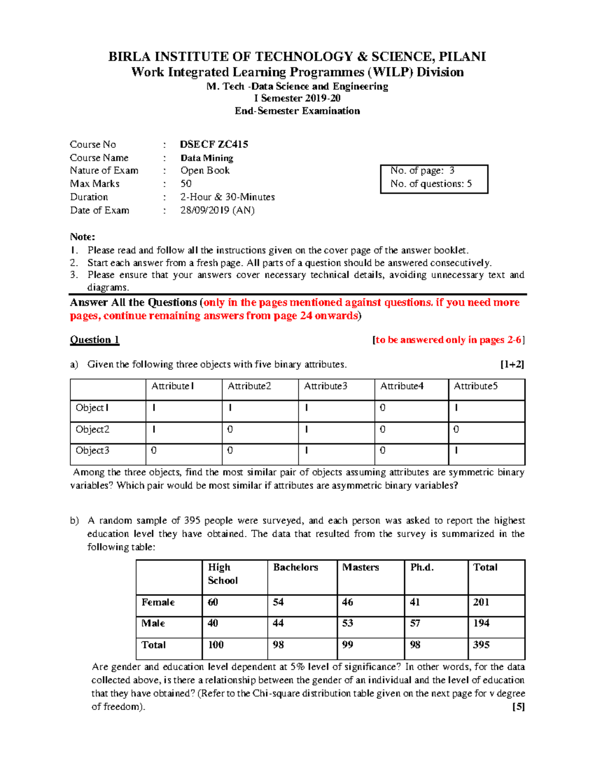 Exam 2018, questions and answers - Warning: TT: undefined function: 32 BIRLA INSTITUTE OF ...