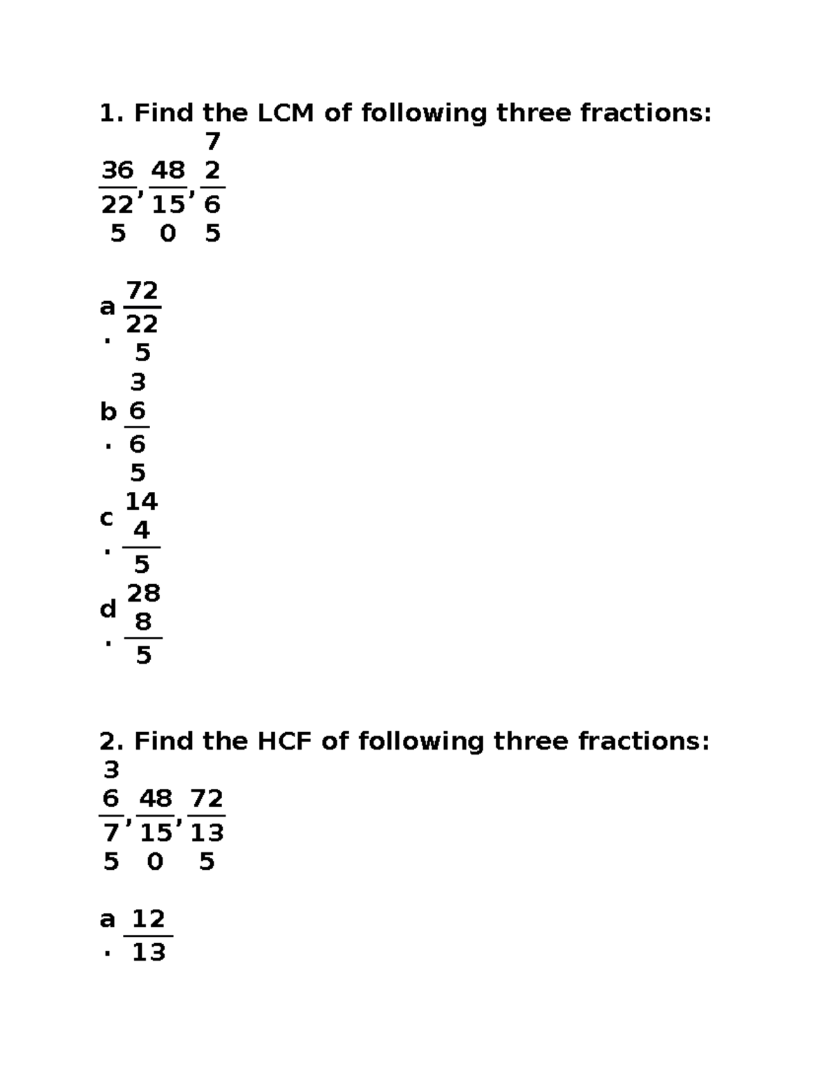 Hcf and lcm 2021 assignmentt - Find the LCM of following three ...