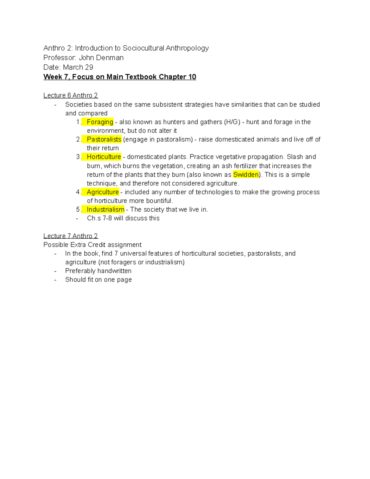 Anthropology Class Notes Week 7 March 29 - Anthro 2: Introduction to ...