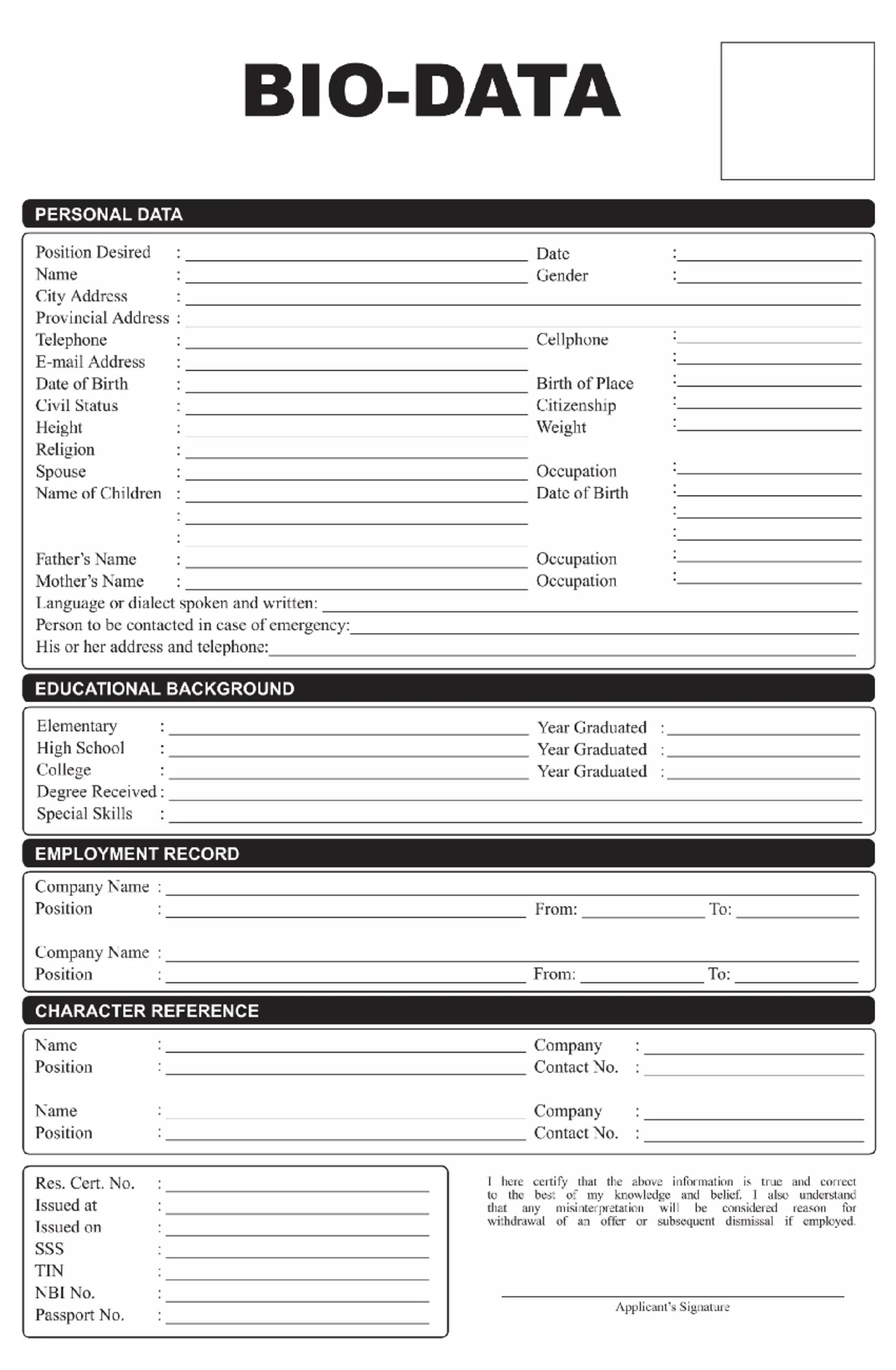 Bio-data - Bachelor of Secondary Education - Studocu