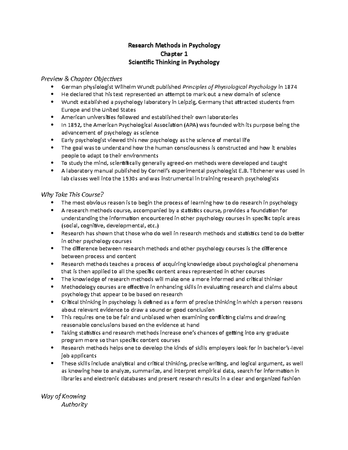 Research Methods Chapter 1 Notes - Research Methods in Psychology ...