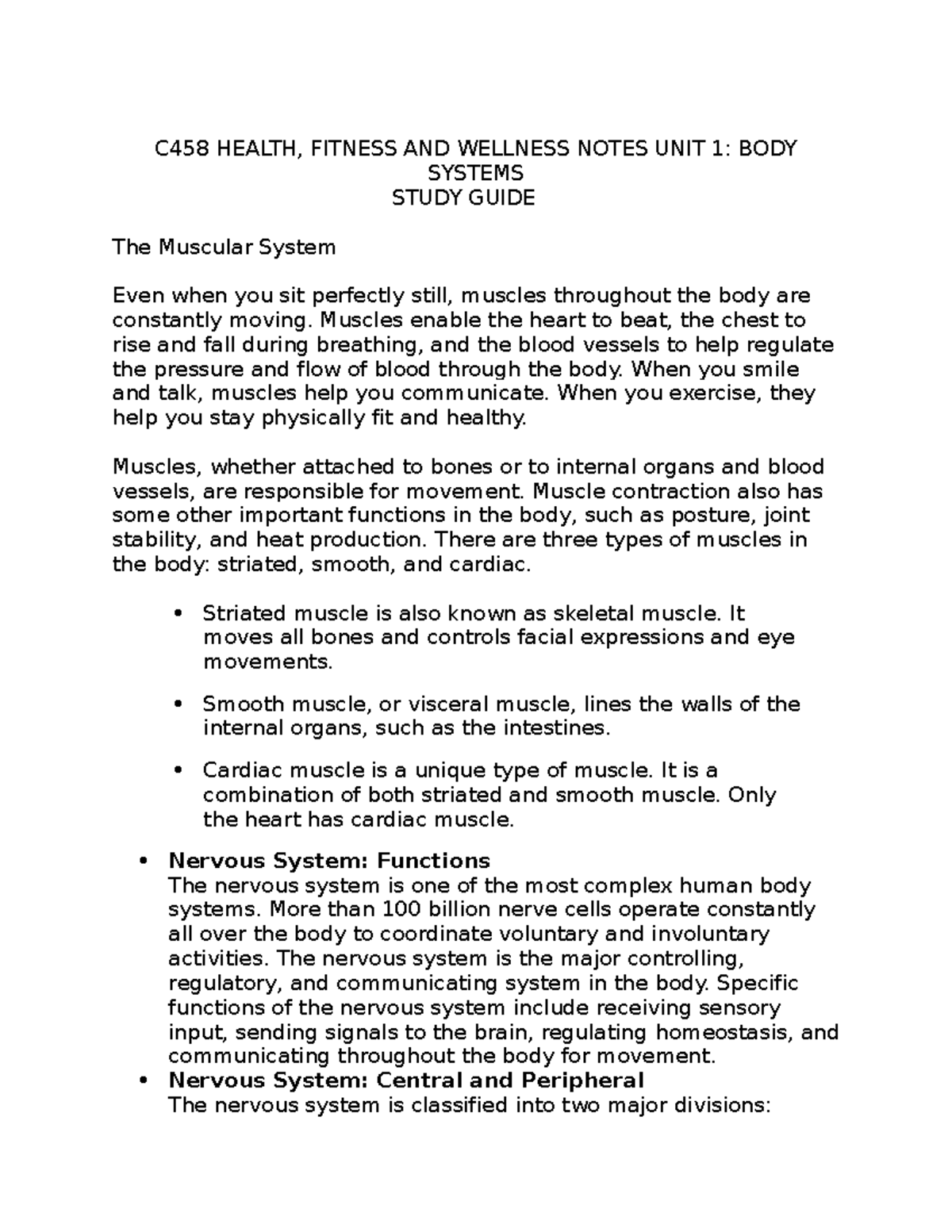 C458 Health, Fitness and Wellness - C458 HEALTH, FITNESS AND WELLNESS ...