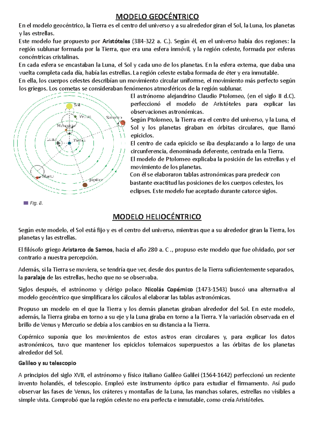 trabajo práctico física 3er año - modelos de universo - MODELO ...