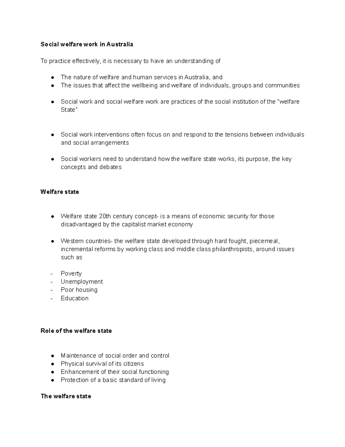 Week 9 Notes - Social welfare work in Australia To practice effectively ...