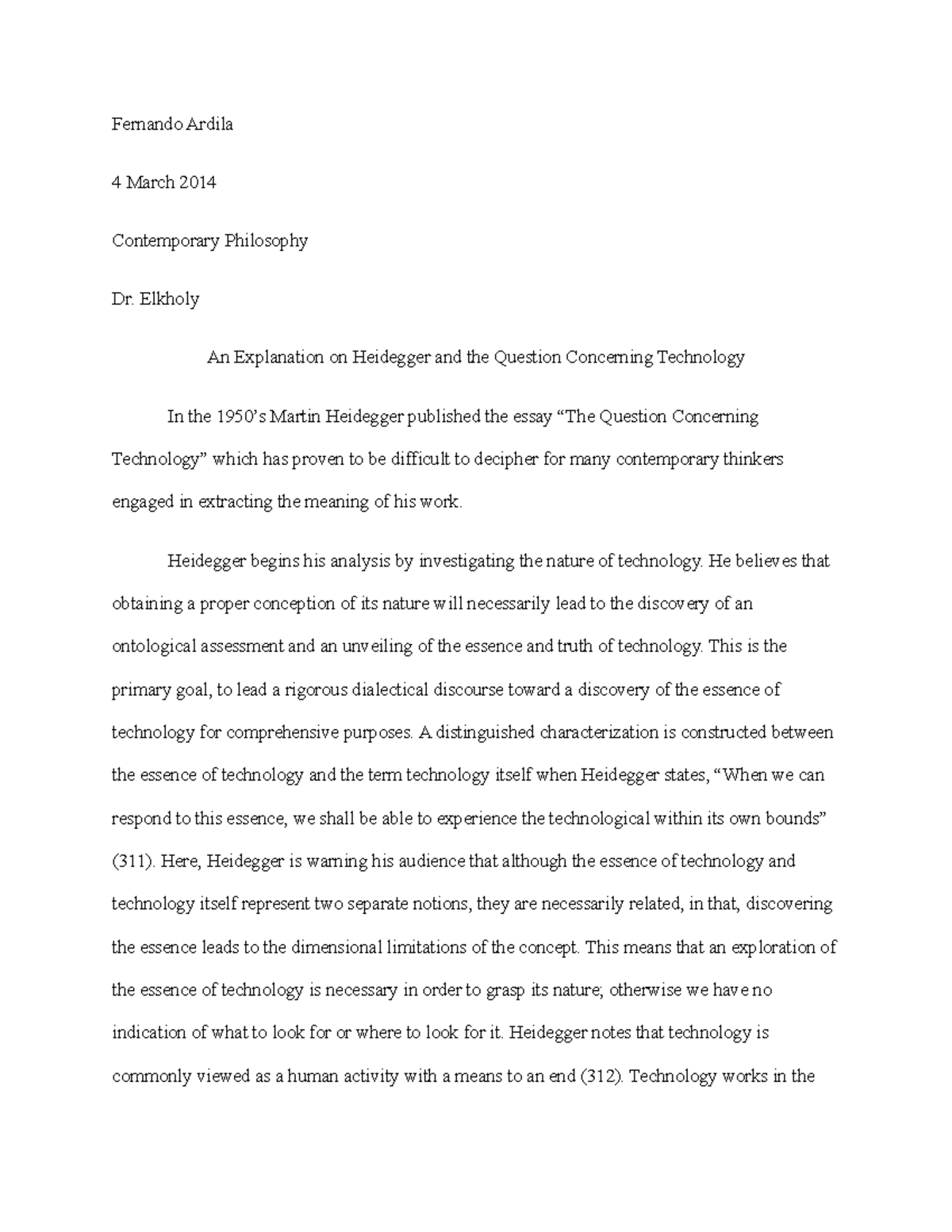 Heidegger and the Question Concerning Te - Science, Technology and ...