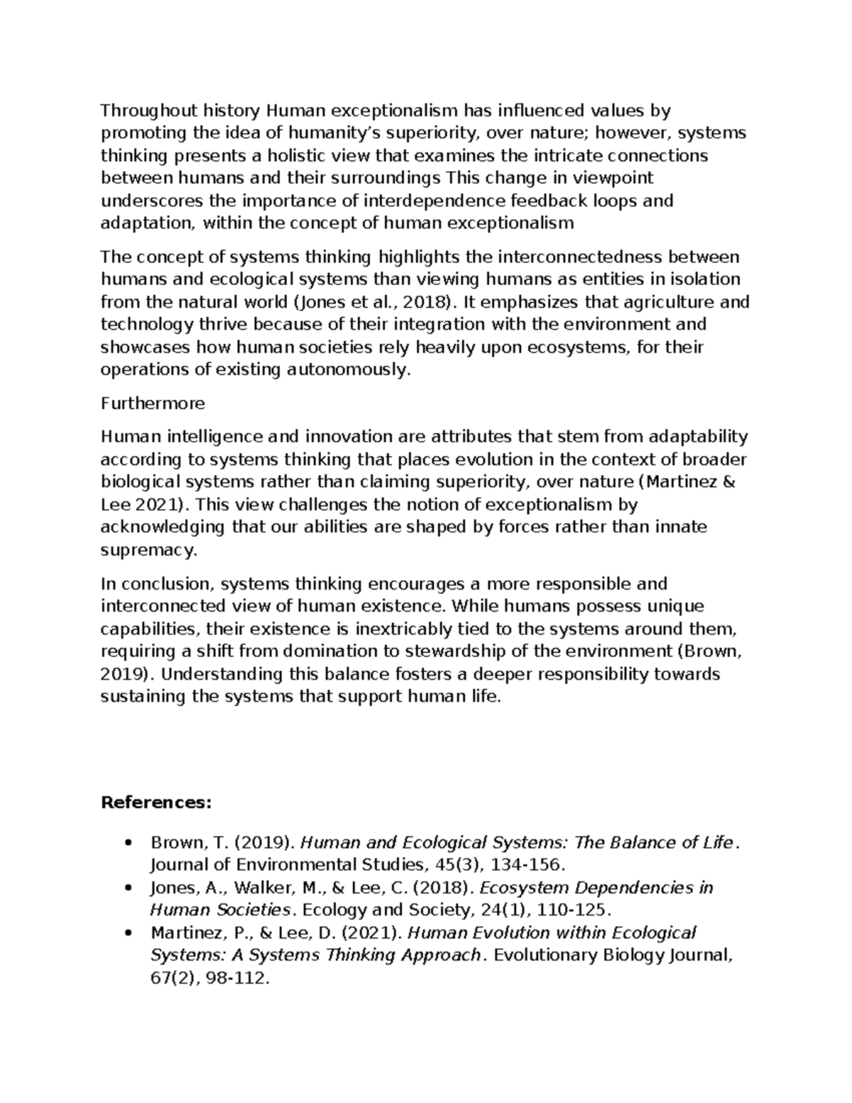 Document 2 - NOTES - Throughout history Human exceptionalism has ...