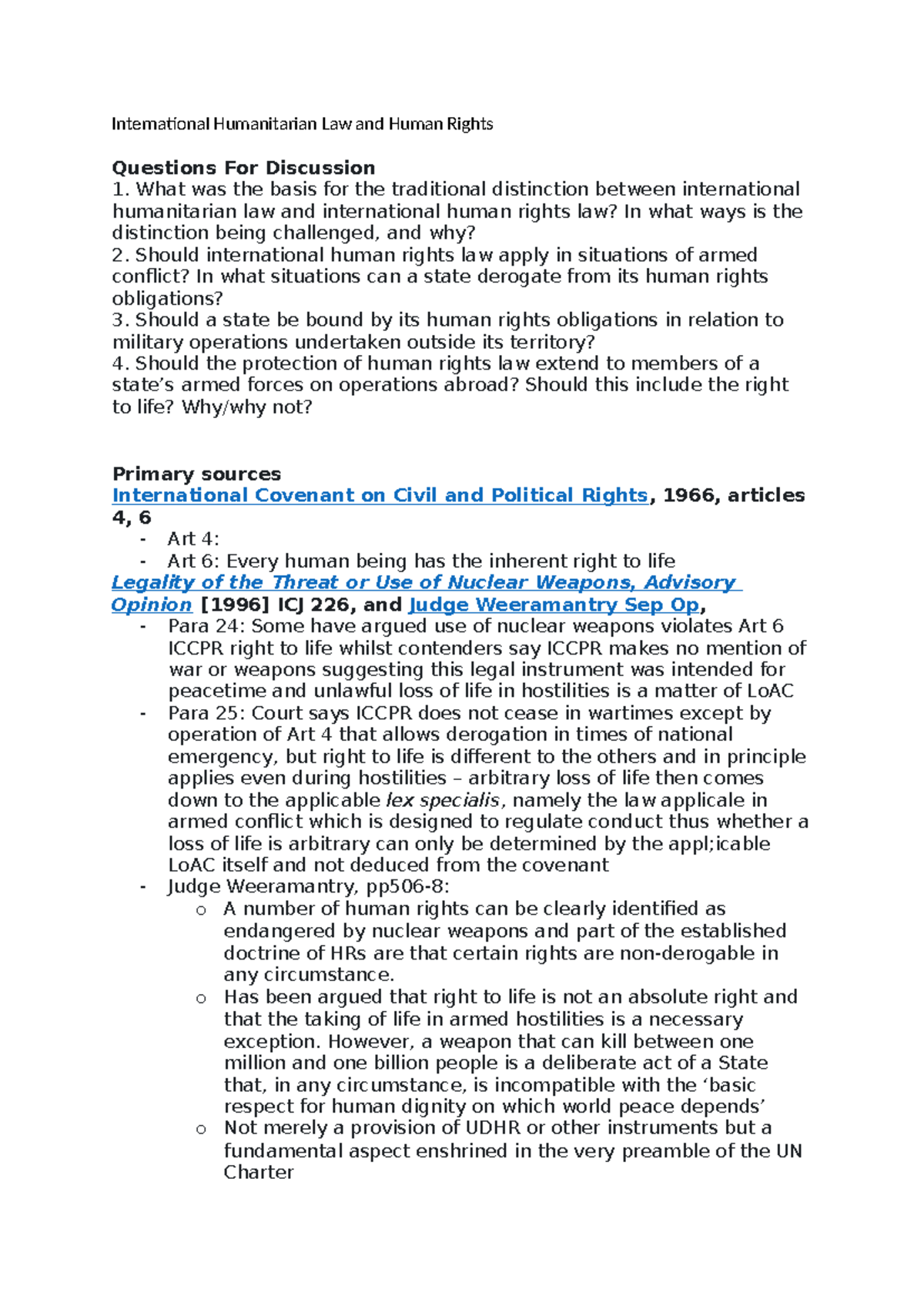 7 ihl vs ihrl - International Humanitarian Law and Human Rights ...