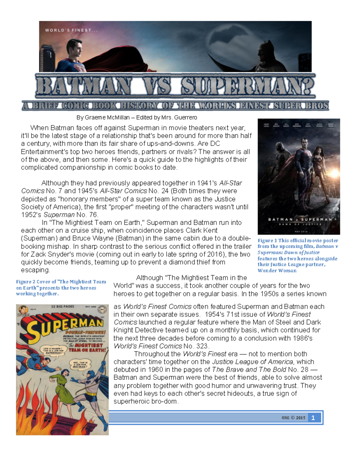 Informational Text Batmanvs Superman - RRG © 2015 By Graeme McMillan ...