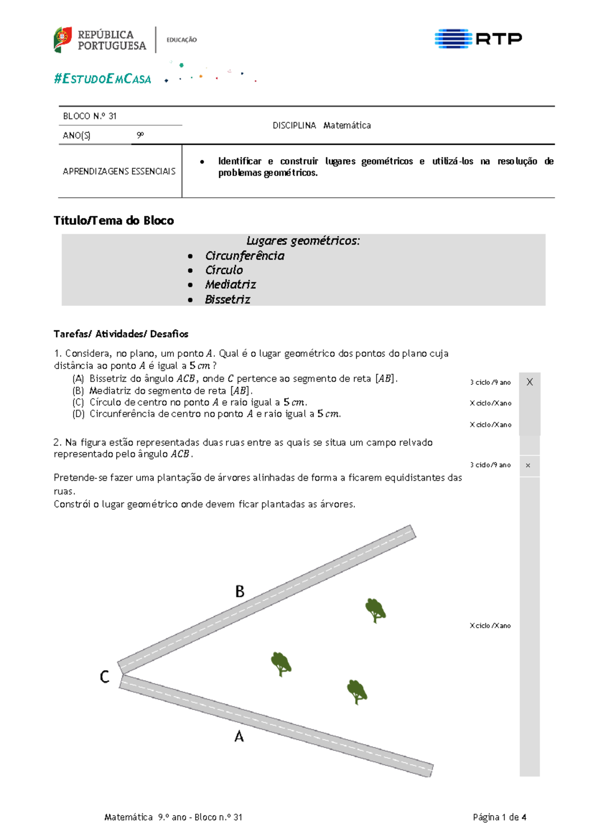 31 Matemática 9º ano Lugares geométricos - circunferência, círculo, mediatriz e bissetriz ...