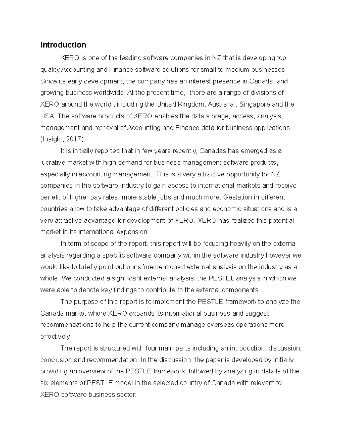 XERO International Strategic Management - Introduction XERO is one of ...