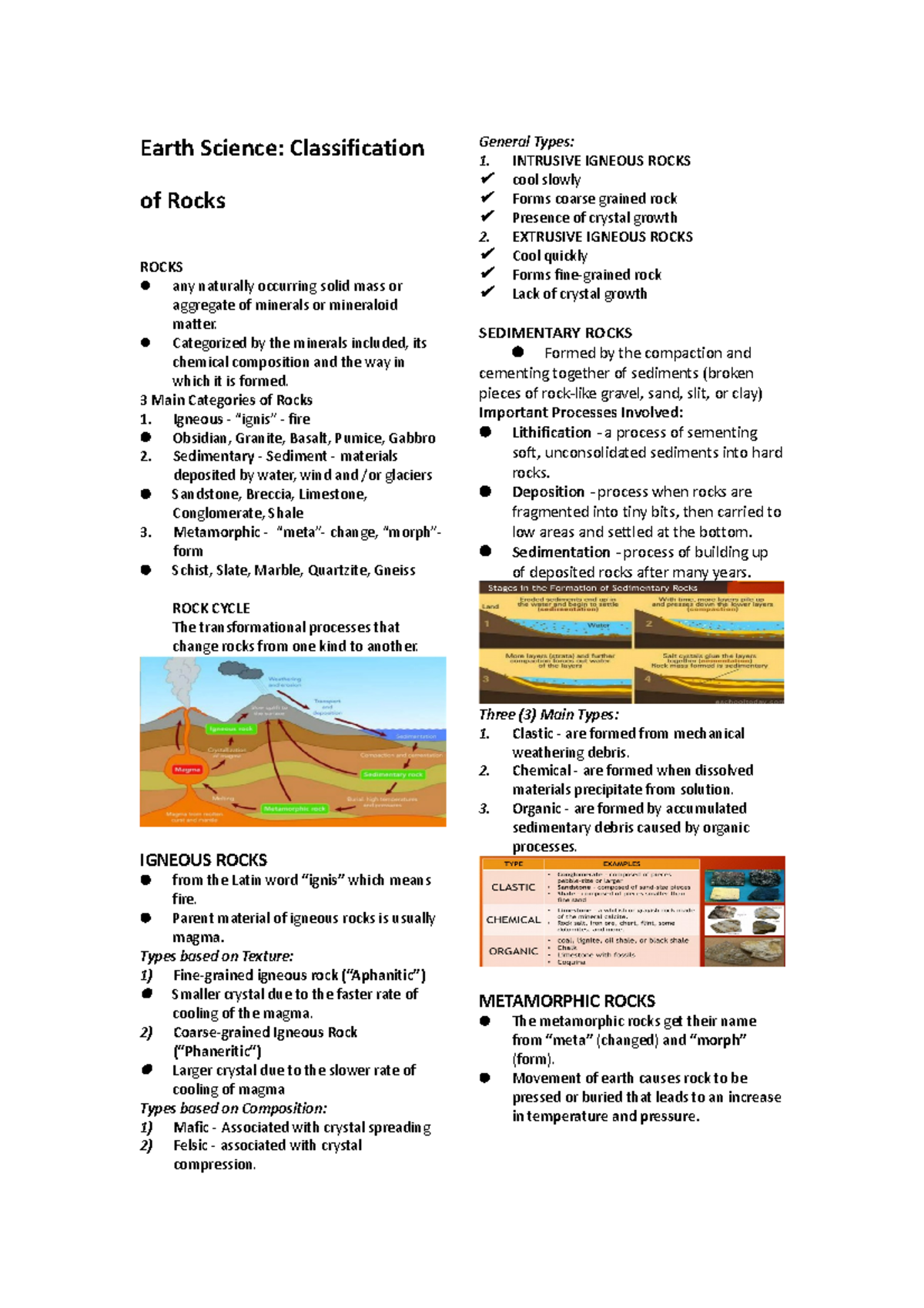 Classification of Rocks - Earth Science: Classification of Rocks ROCKS ...