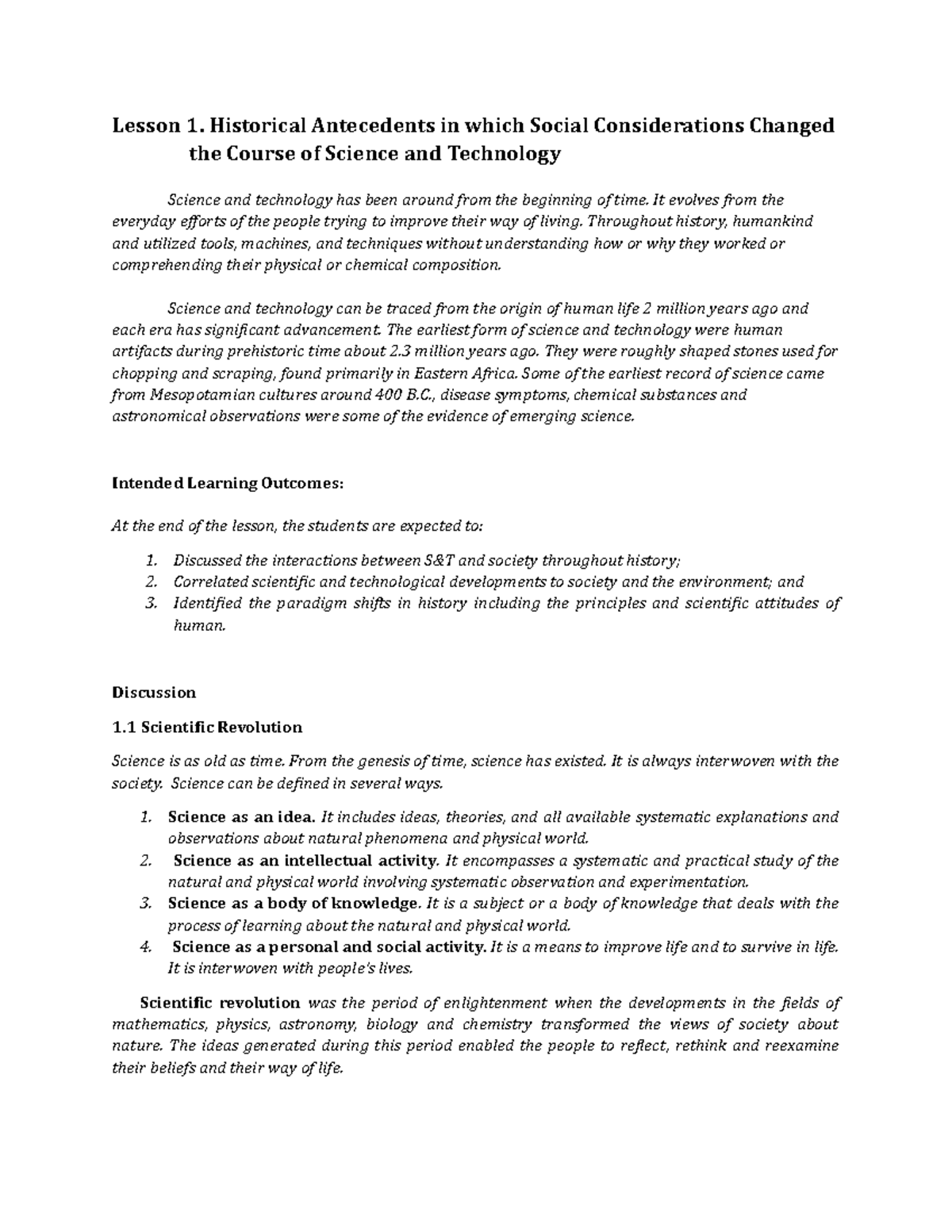 Lesson 1. Historical Antecedents in which Social Considerations Changed ...