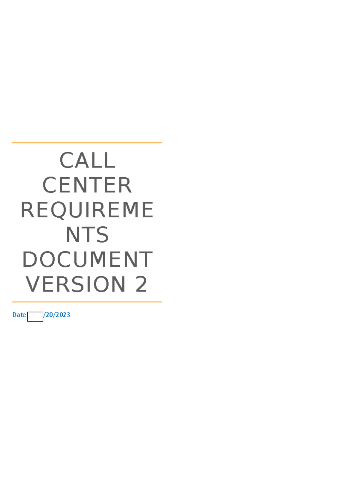 Call Center Requirements Document - CALL CENTER REQUIREME NTS DOCUMENT ...