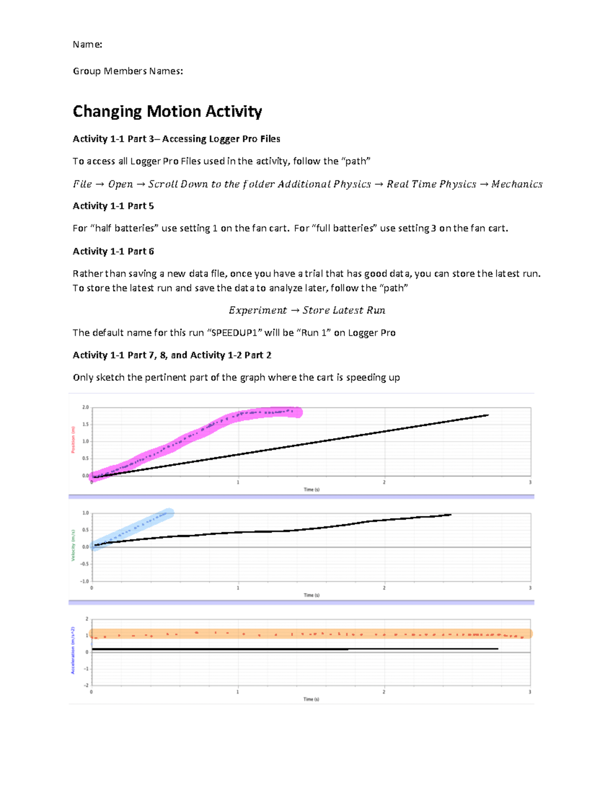Changing+Motion+Activity - Name: Group Members Names: Changing Motion ...