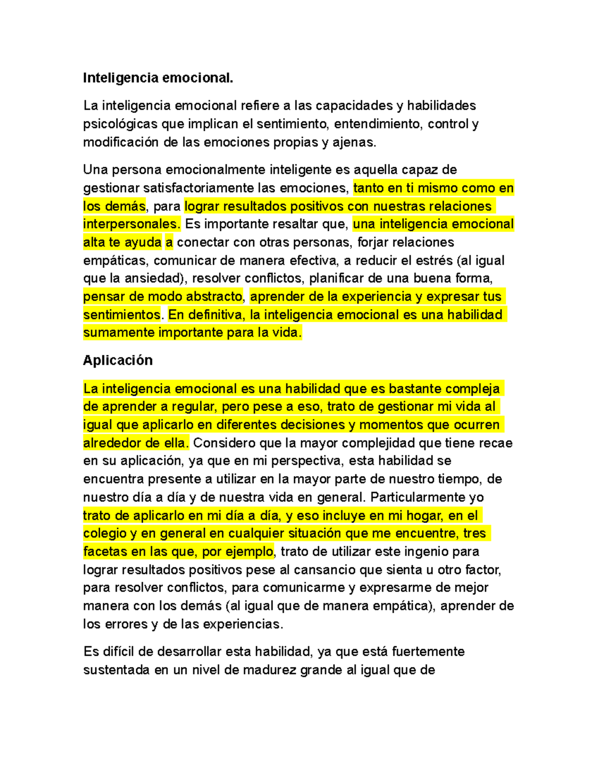 Inteligencia emocional Orientación Vocacional 5to Año A Lapso 1 ...