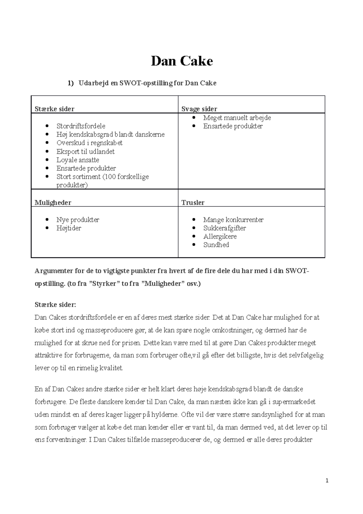 Dan-Cake - Inspo - Dan cake aflevering - Dan Cake 1) Udarbejd en SWOT ...