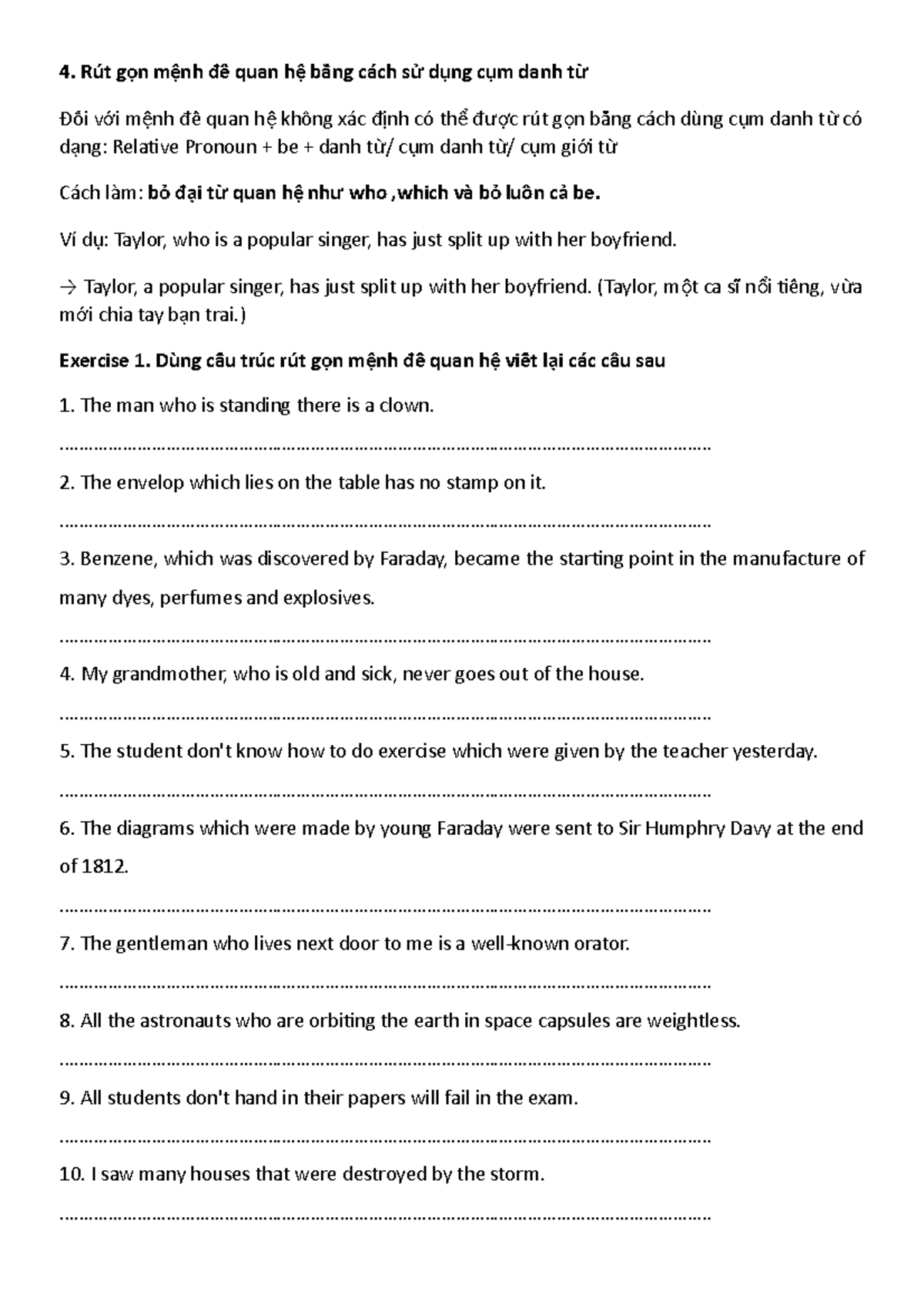 MENH DE QUAN HE 25 10 - Bài tập mệnh đề QH cho các em - Rút g n m nh đềề quan họ ệ ệ bằềng cách ...