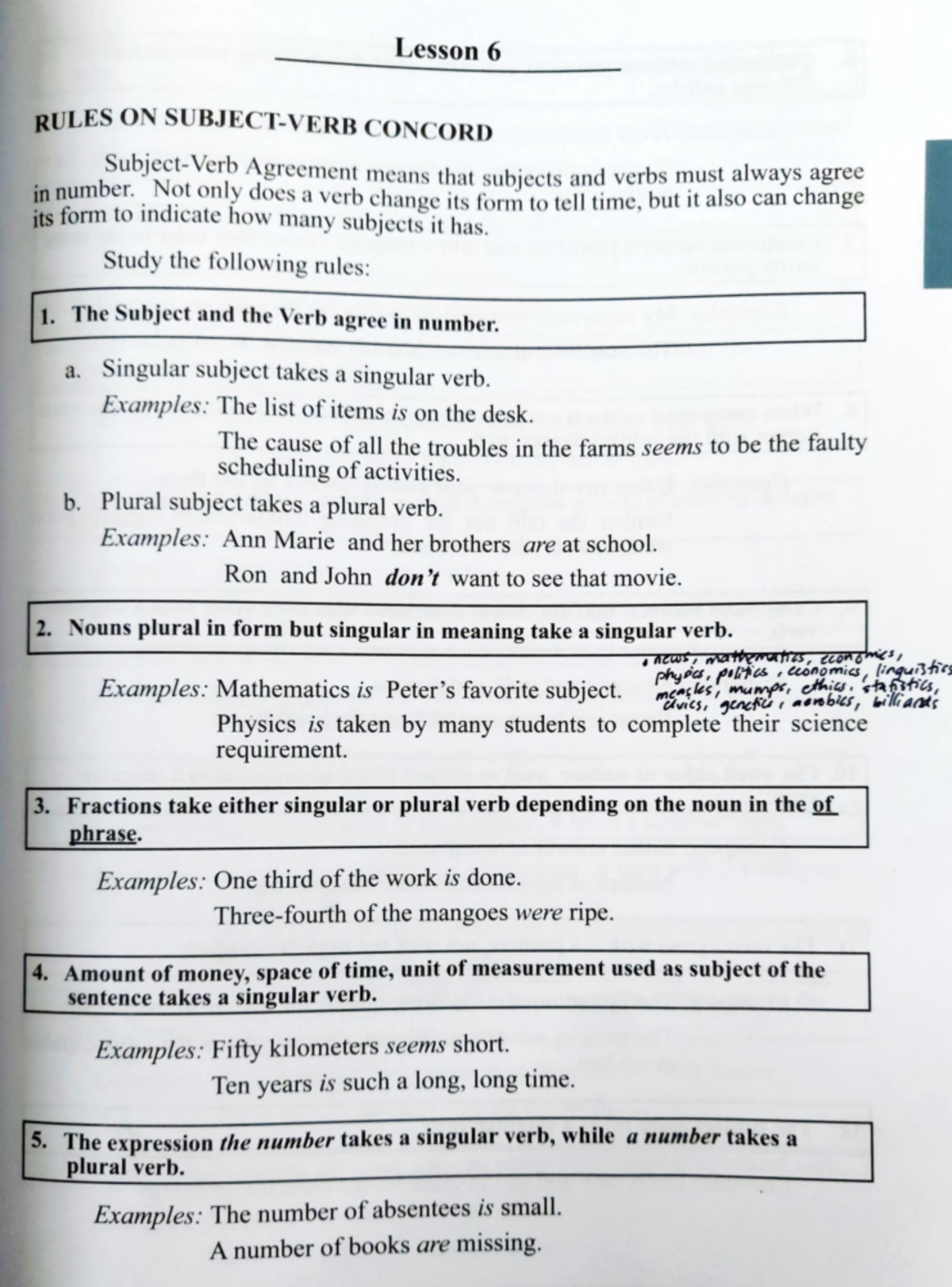 Rules on Subject Verb Concord - Lesson 6 RULES ON CONCORD Agreement ...