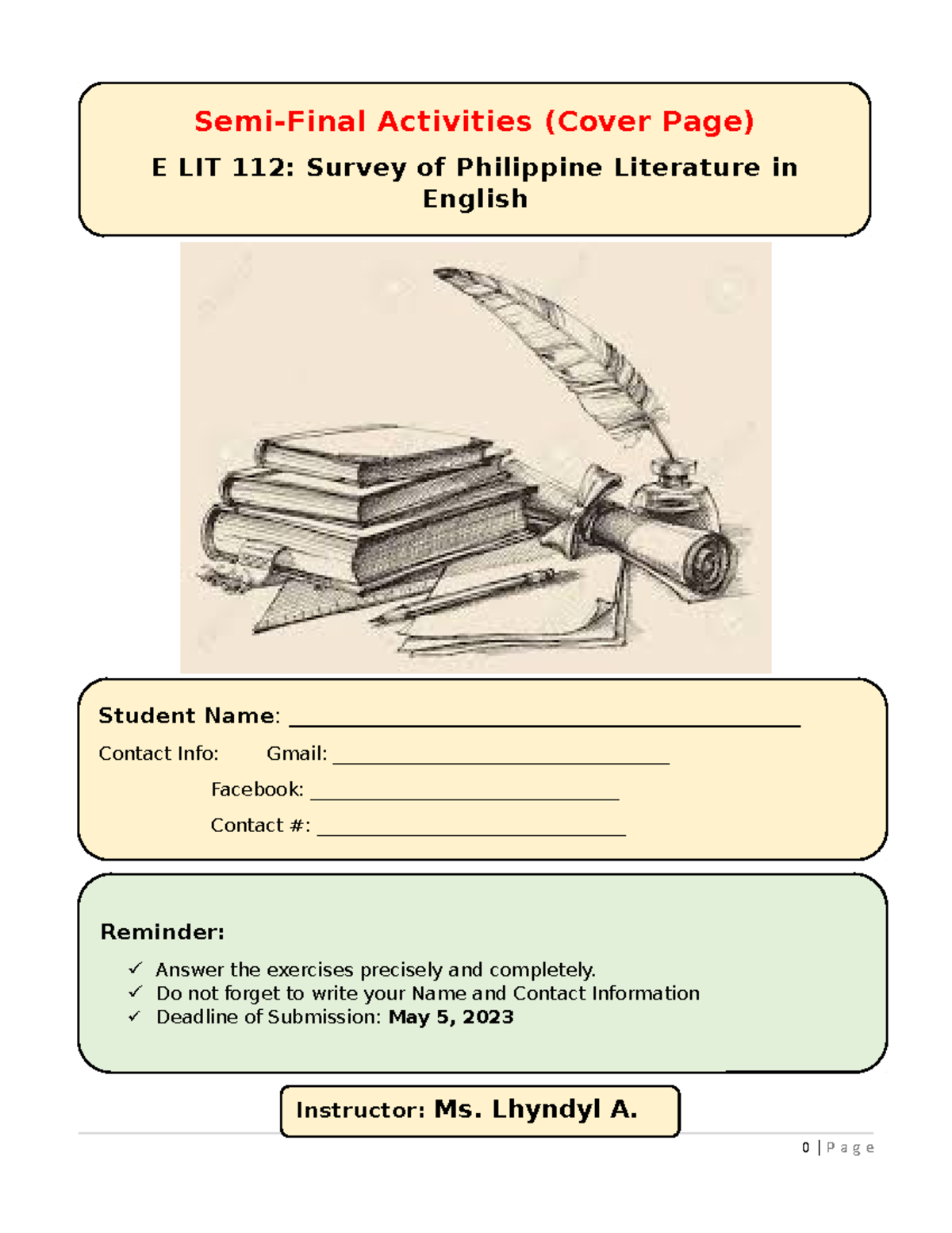 ENG LIT 112 Semi-Final Activities - Semi-Final Activities (Cover Page ...