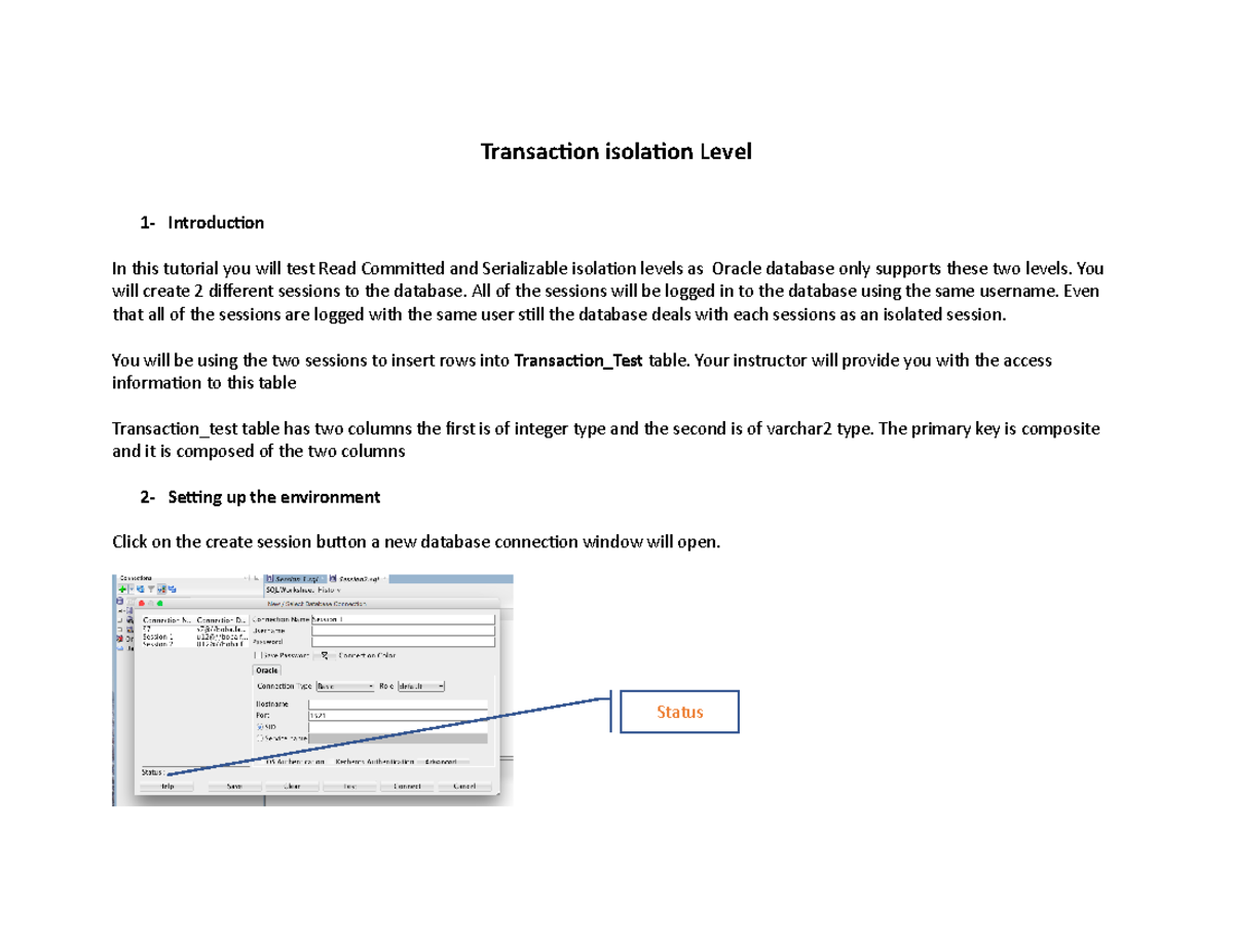 Practice Transactions with Isolation Level Document - Transaction ...