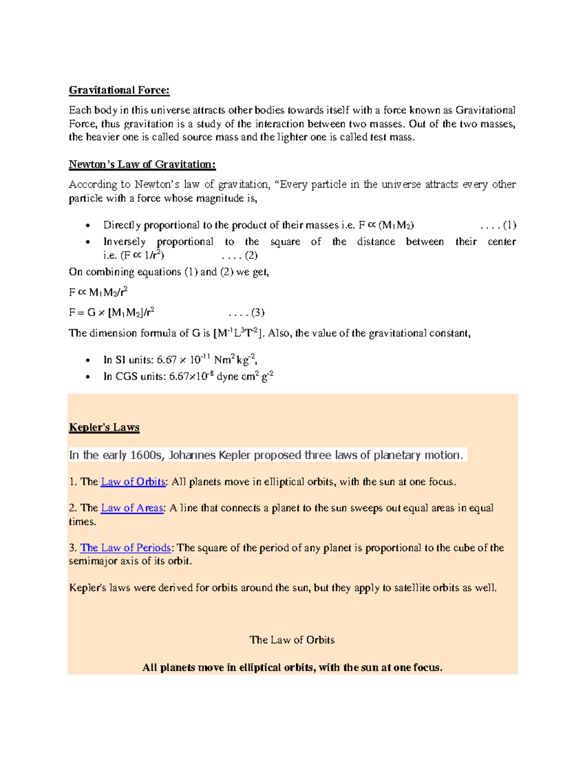 Lecture 10-Gravitational-Force Semester - Gravitational Force: Each ...