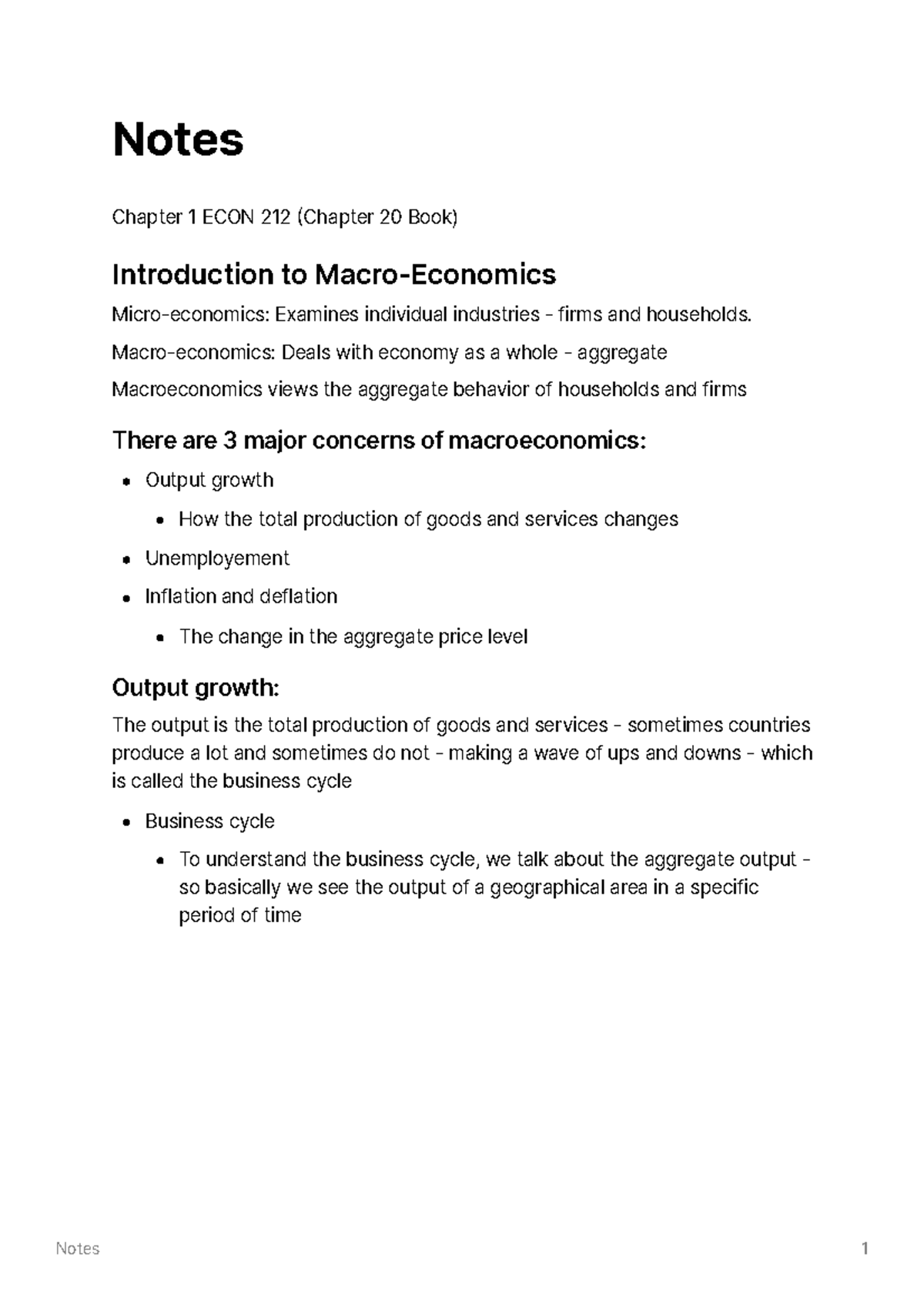ECON 212 - Chapter 1 - Notes Chapter 1 ECON 212 Chapter 20 Book ...