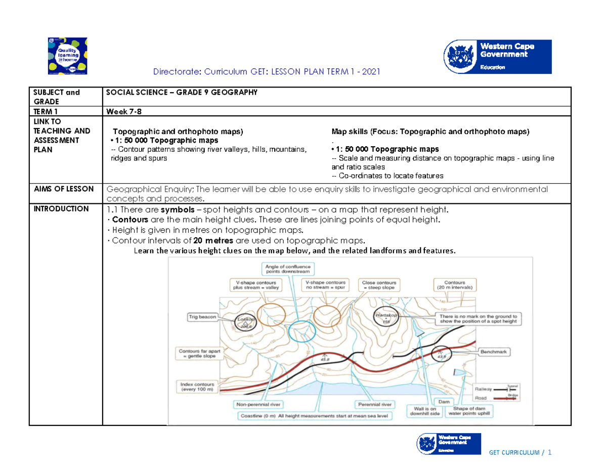 Lesson Plan SP Grade 9 SS Geography T1 W7&8 - Directorate: Curriculum ...