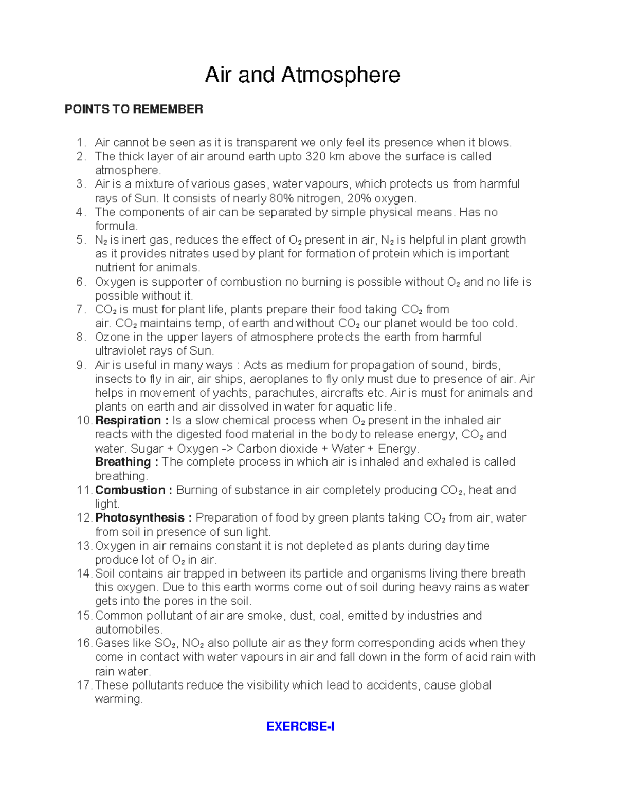 Air and Atmosphere - notes - ncertbooksolutions POINTS TO REMEMBER 1 ...