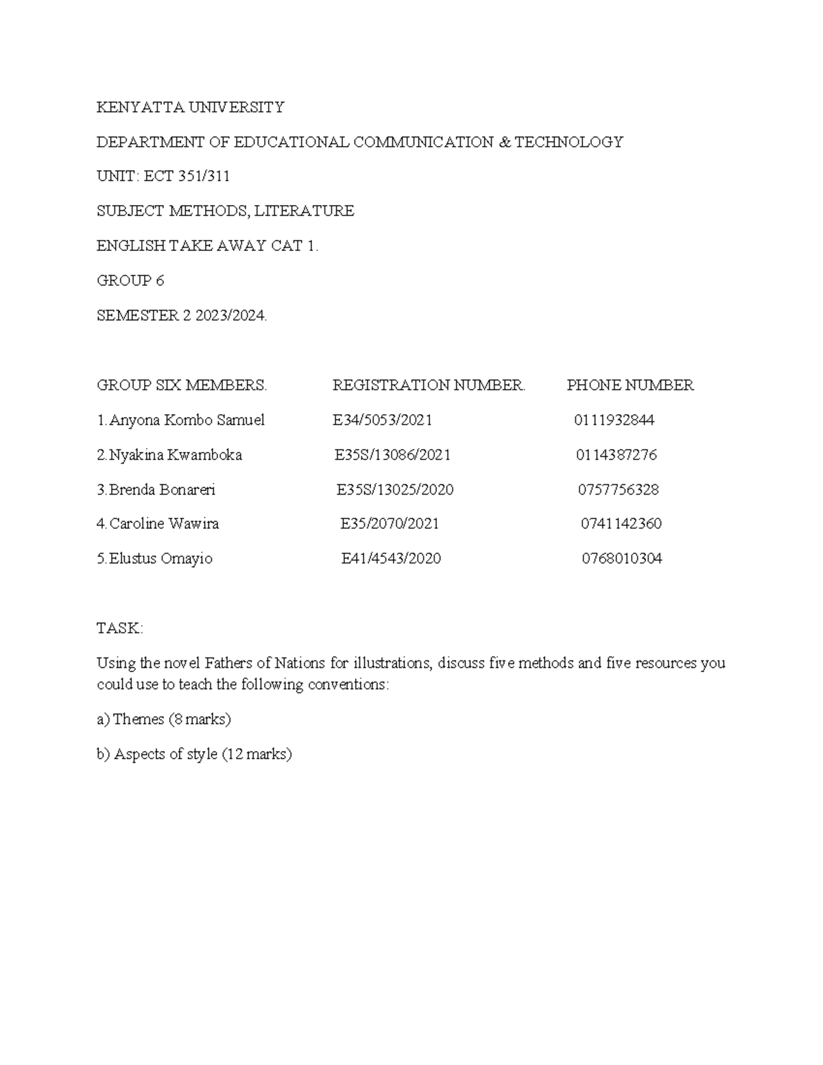 ECT 351 Final DOC - KENYATTA UNIVERSITY DEPARTMENT OF EDUCATIONAL ...