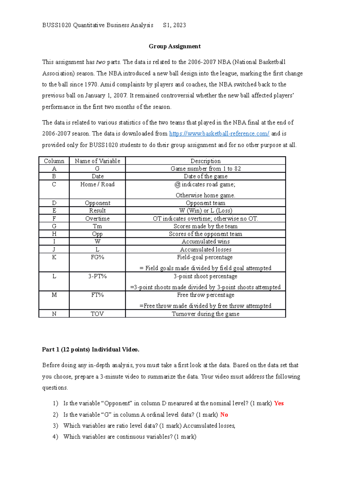 Group Project S 1-2023 - Task - Group Assignment This assignment has ...