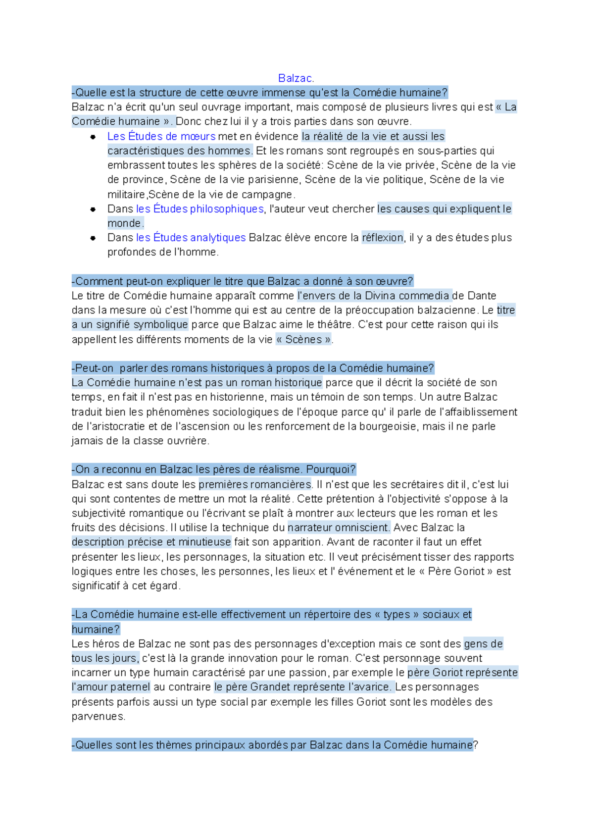 Balzac -Quelle est la structure de cette œuvre immense qu’est la ...