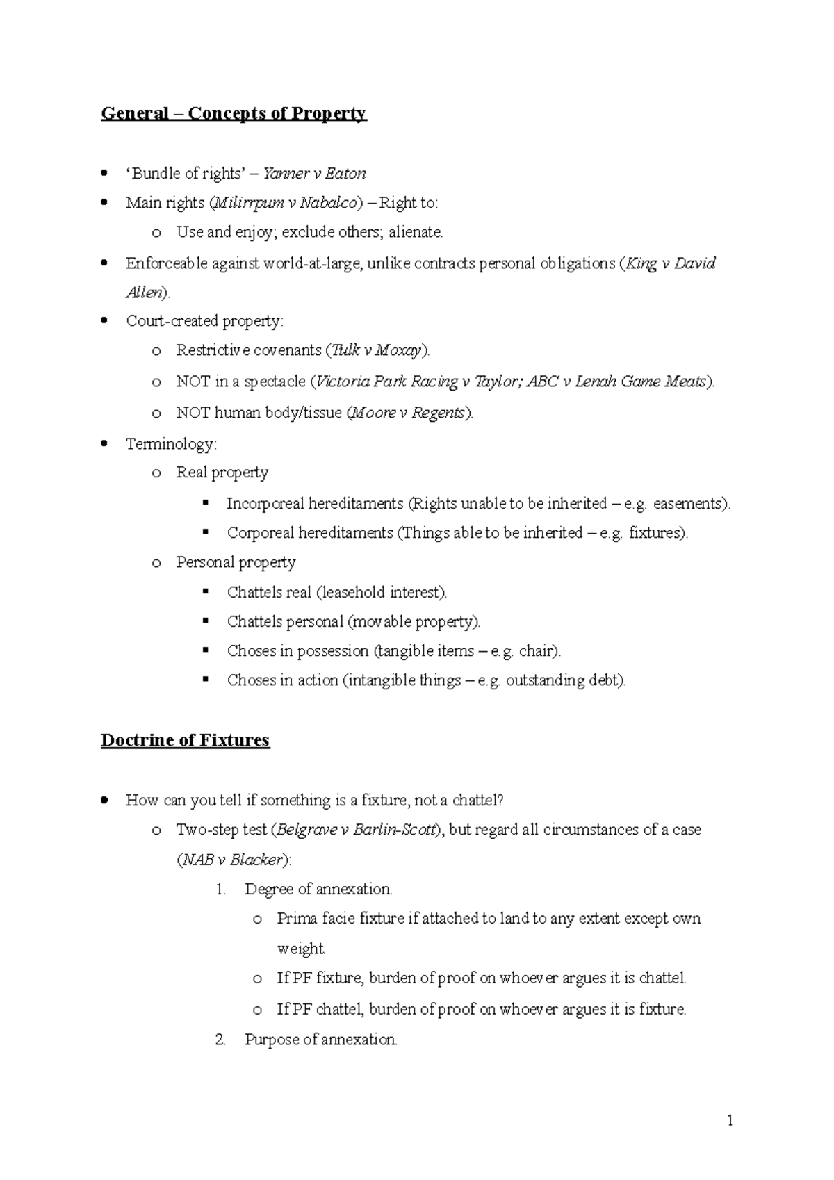 Property A Summary - prop law notes exam - General Concepts of Property ...